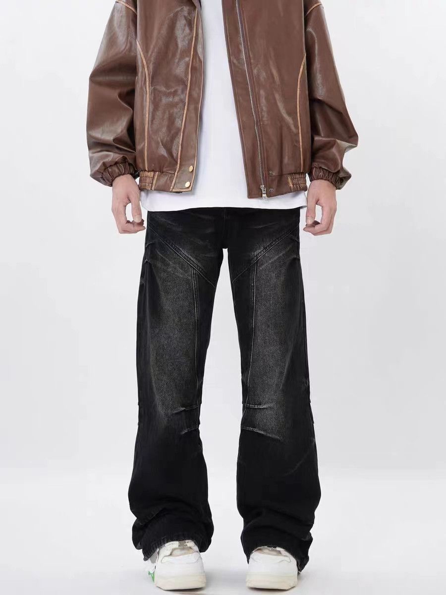 Japanese Brand × Jean × Streetwear Vintage black pleated washed ...