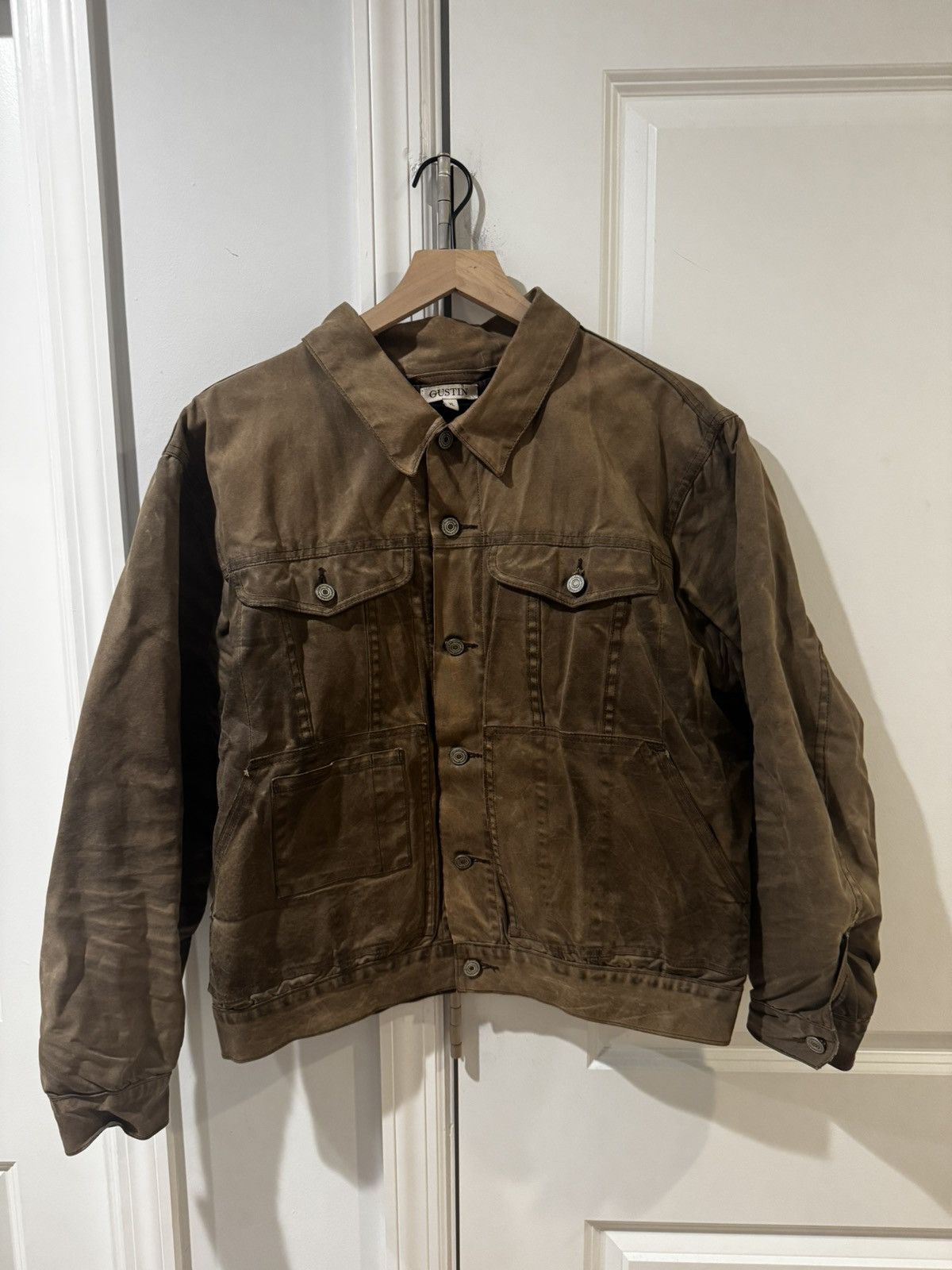 Gustin Waxed Canvas Flannel Lined Trucker Jacket | Grailed
