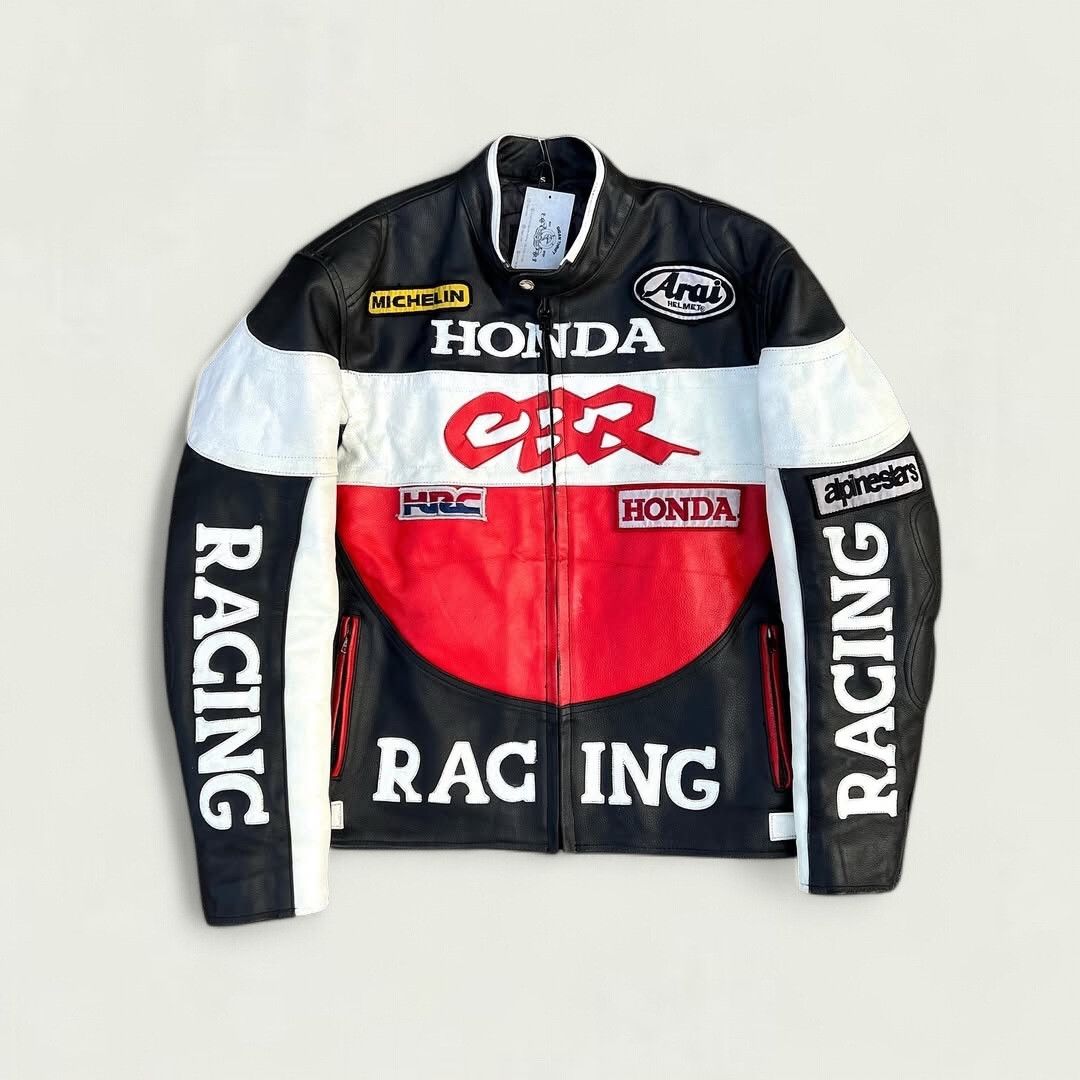 Honda × Leather Jacket × Streetwear Honda CBR Leather Racing Jacket ...