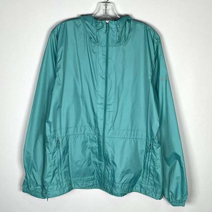 Columbia NEW Women's Columbia Turquoise Full Zip Hooded Rain Jacket ...