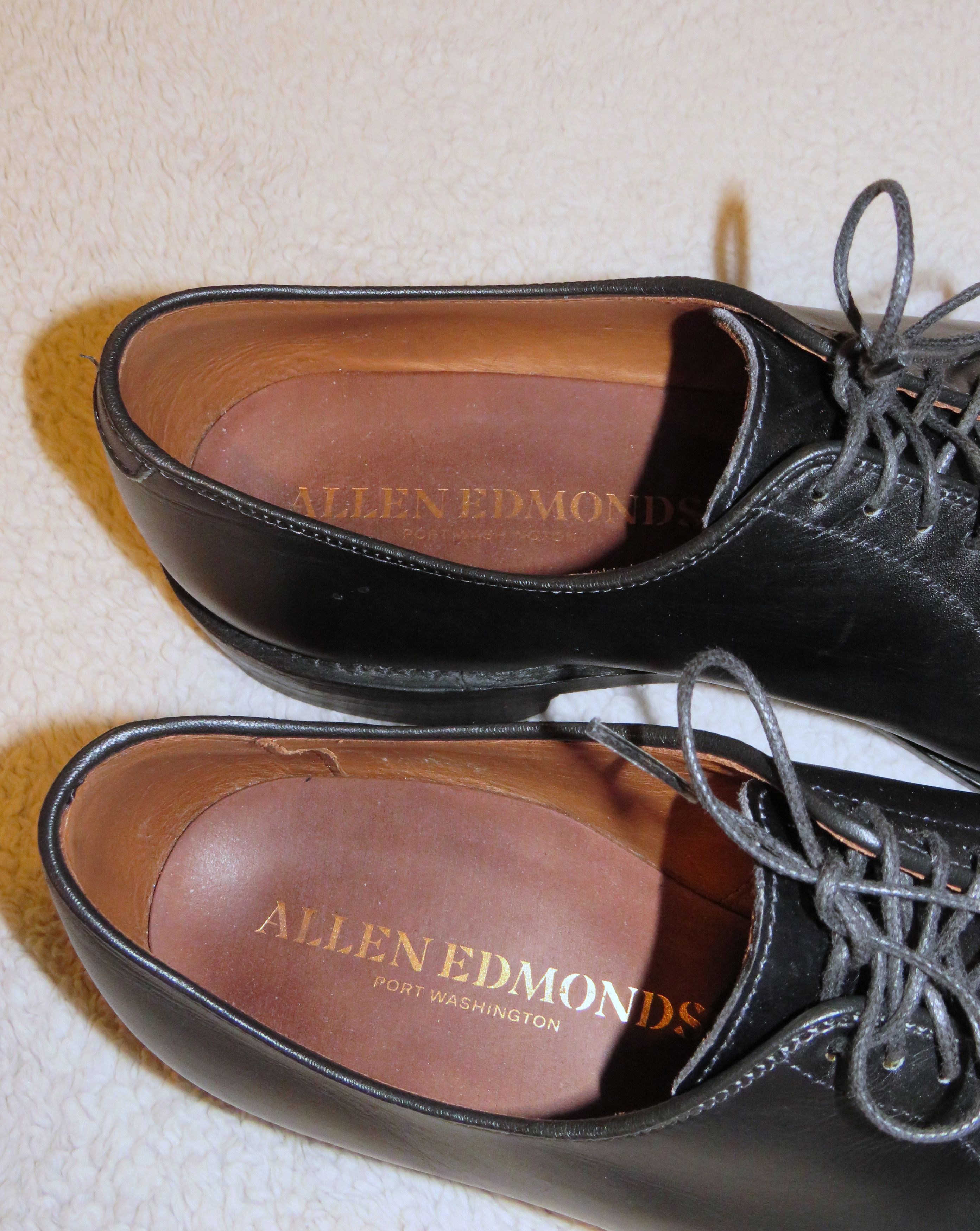 Allen Edmonds Delray Bench Welt Black Leather Split Toe Bluchers 10 D ...