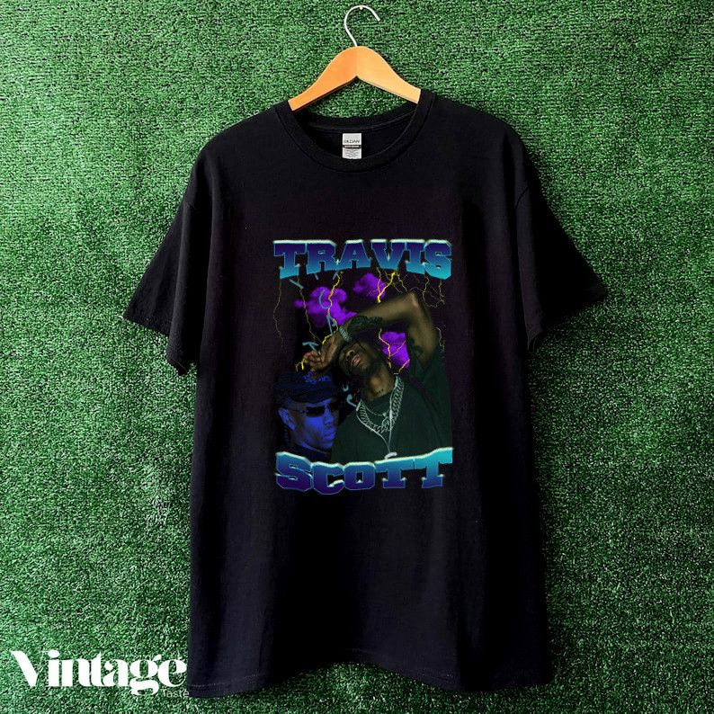 Gildan × Vintage Vintage Style Travis Scott Graphic Rapper T-Shirts ...
