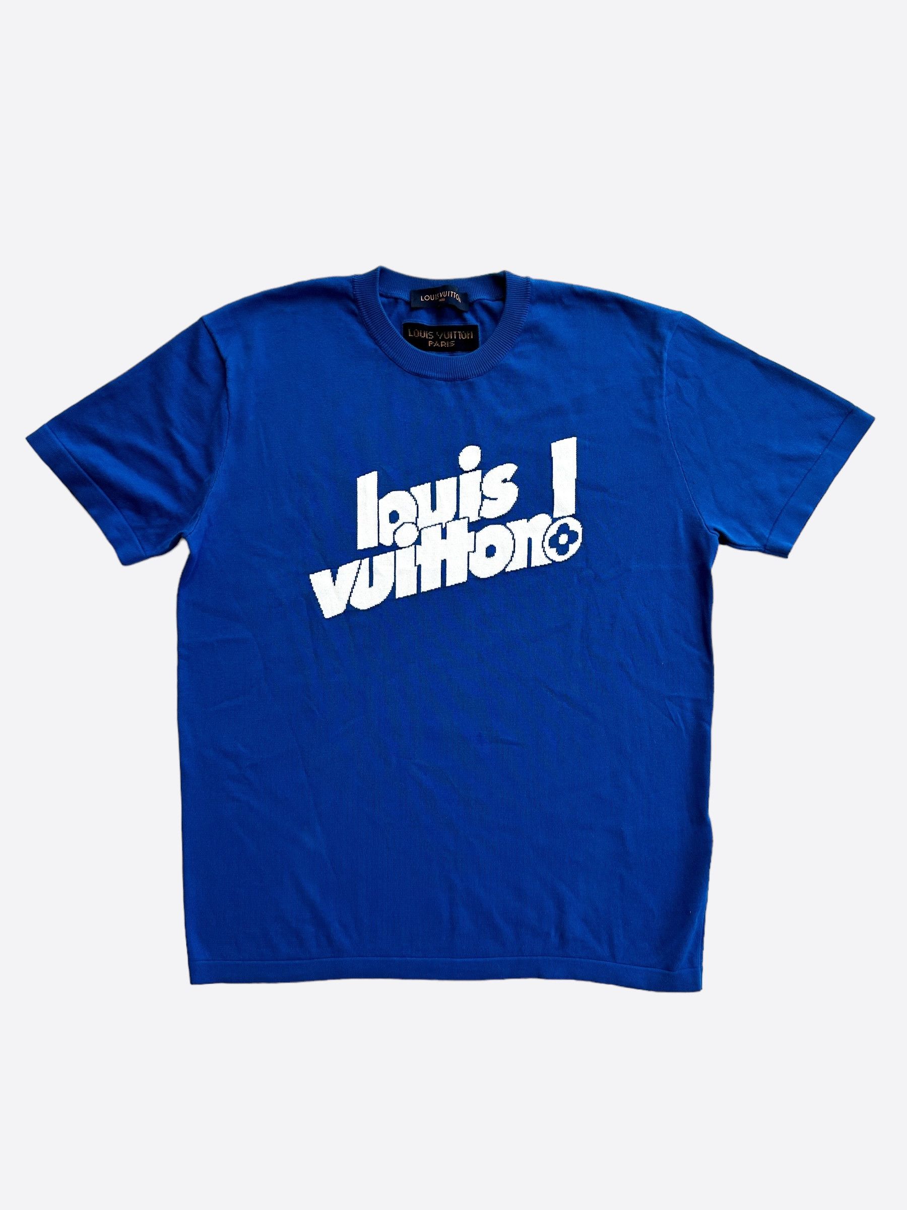 Louis Vuitton Louis Vuitton Blue & White Everyday Logo Intarsia T-Shirt ...