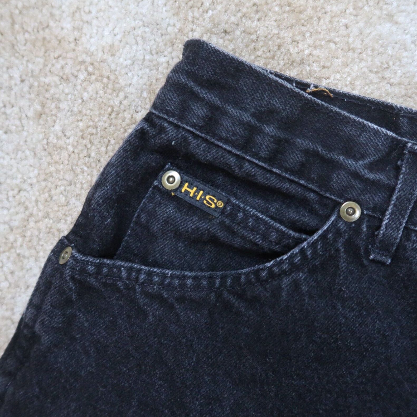 HIGH HIS Denim Cutoff Shorts Women's 16 Black Jorts Distressed High ...