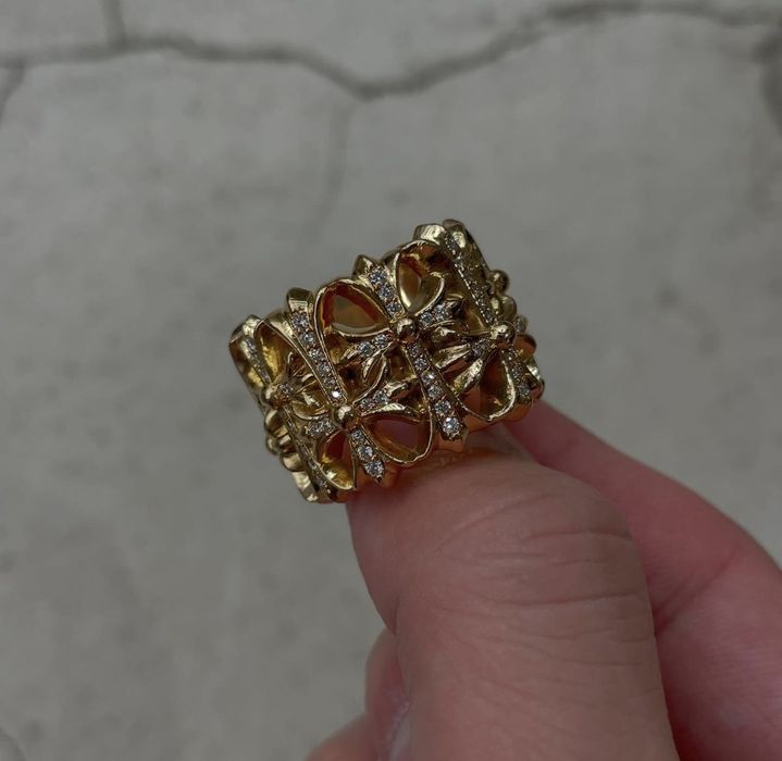 Chrome Hearts Pave Diamond 22k Gold Cemetery Ring | Grailed