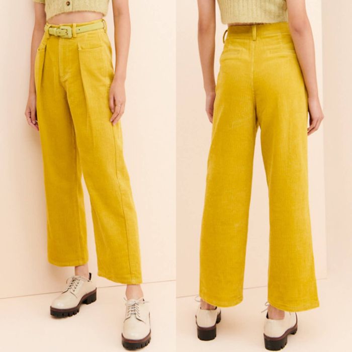 Urban Outfitters J.O.A. High Rise Yellow Corduroy Straight Leg Pants ...