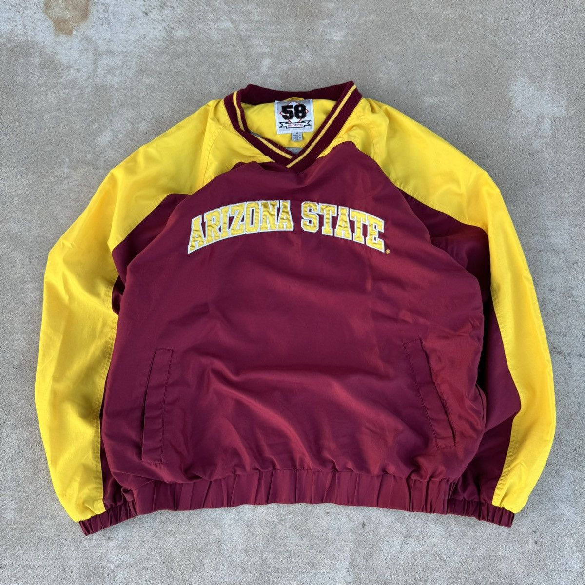 Jnco × Nike × Stussy Vintage 90s Red ASU Spell Out Graphic Windbreaker ...