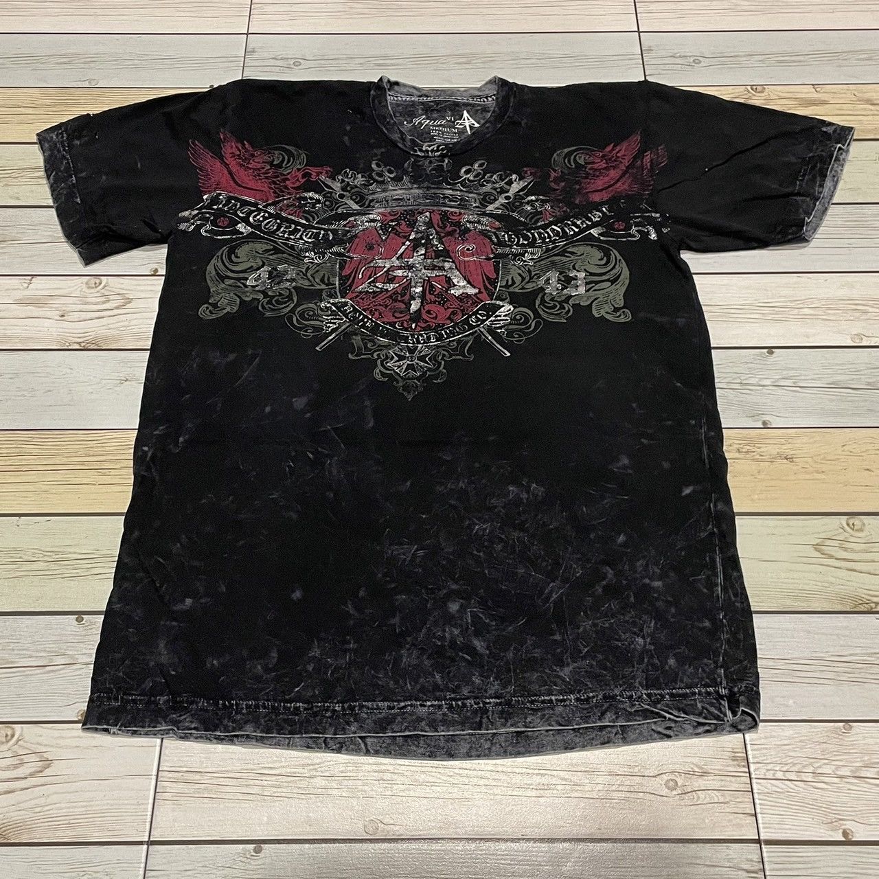 Ed Hardy Rare Aqua Wings Cross Tee Y2K Affliction Style | Grailed