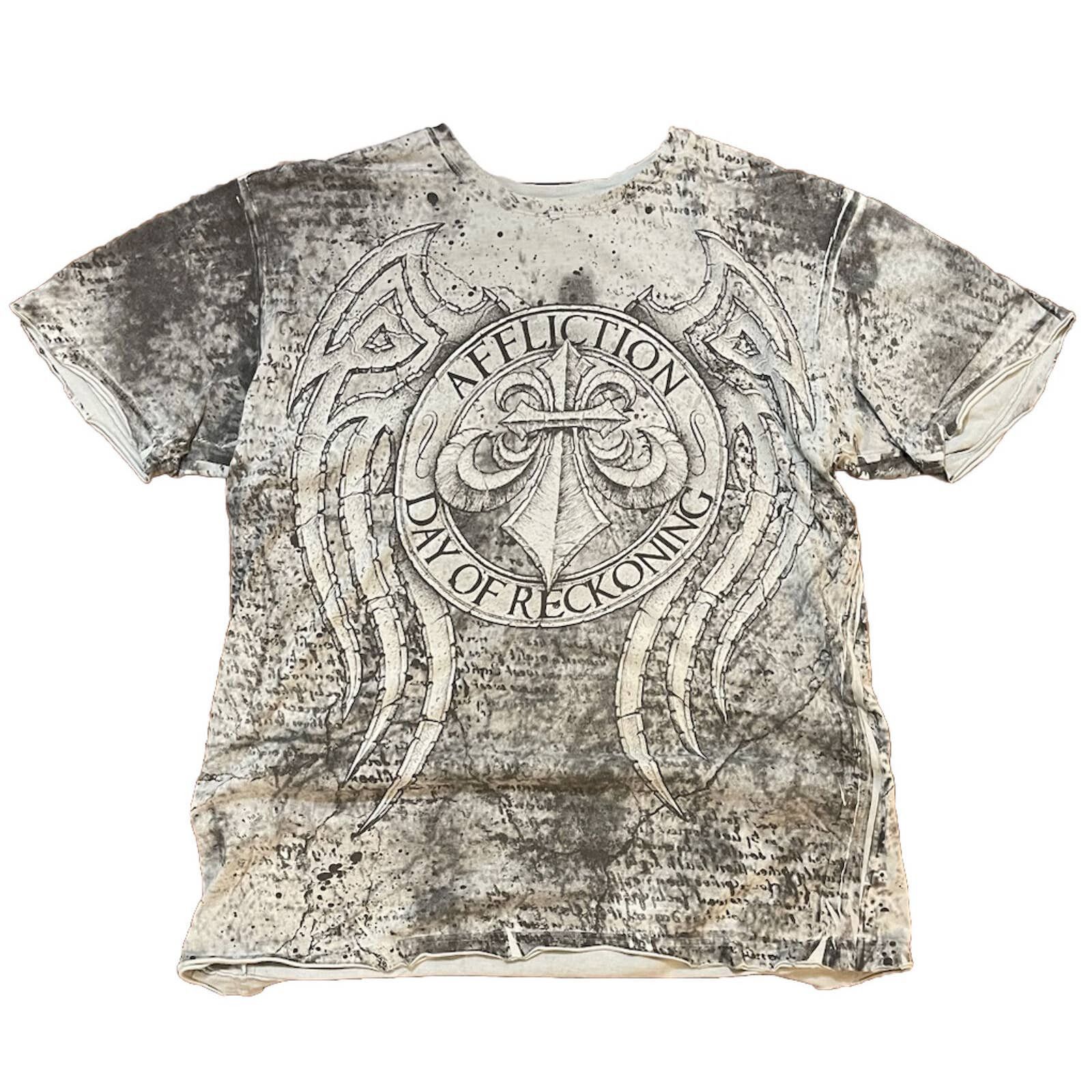 Affliction Y2k Cybergoth AFFLICTION Emo CROSS WINGS Shirt XL Distressed ...