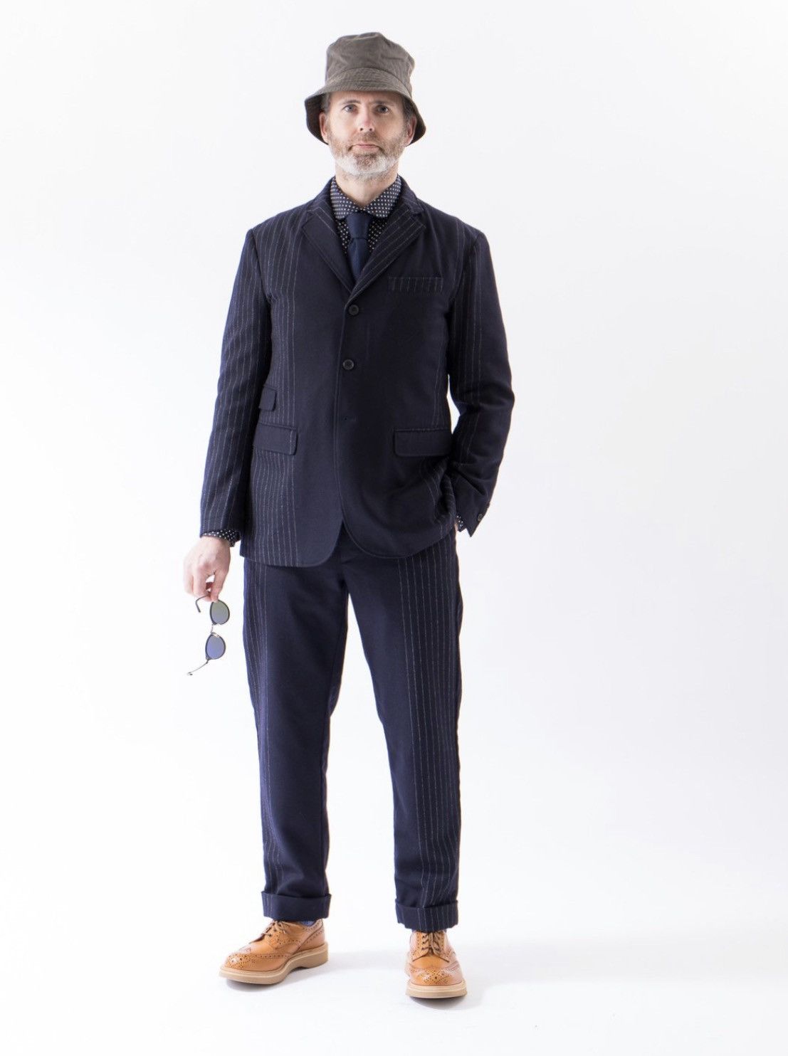 Engineered Garments (set-up) Engineered Garments AW20 wool chalk stripe ...
