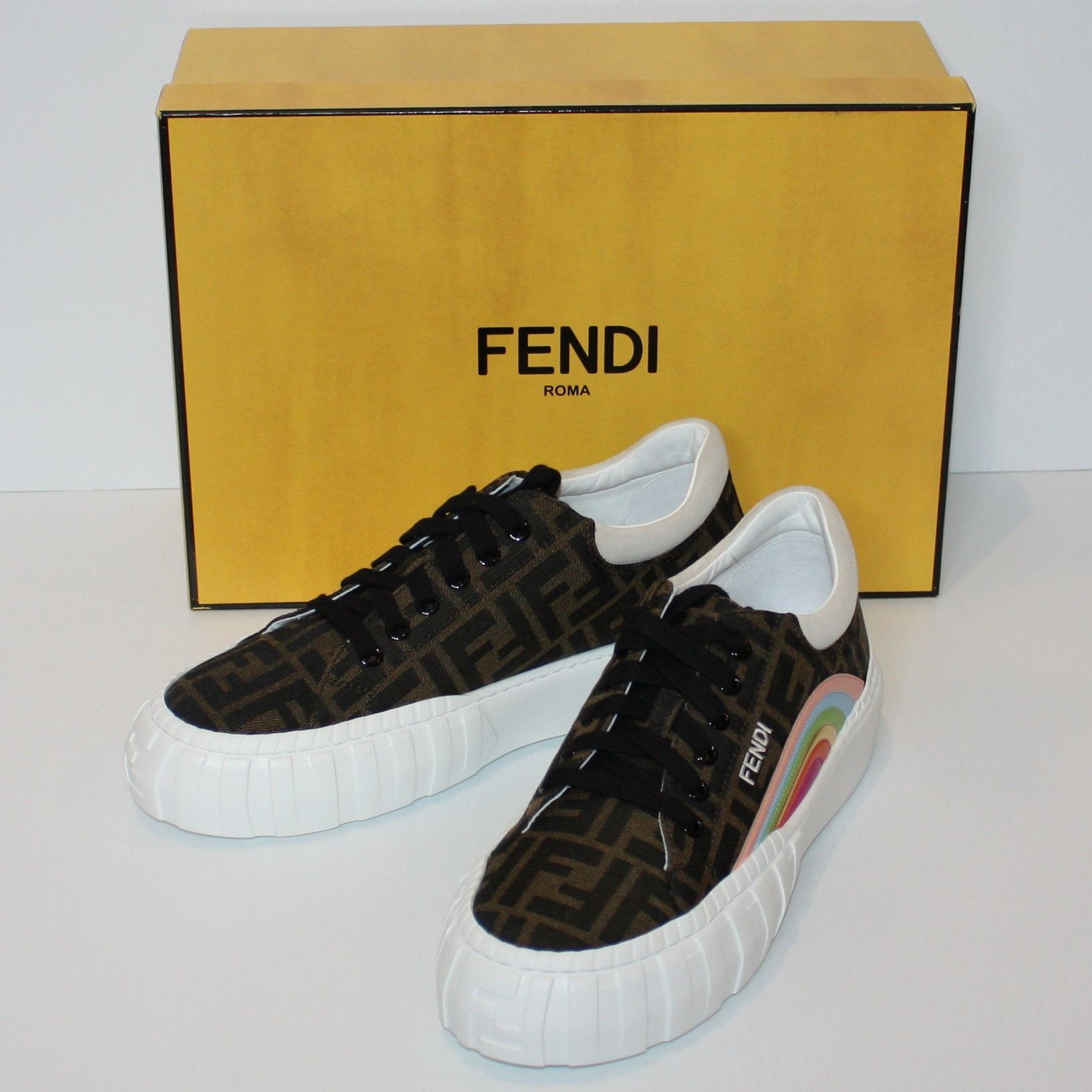 Fendi Force LT Rainbow Sneaker FF Logo Shoes size US 10 MSRP $795 | Grailed