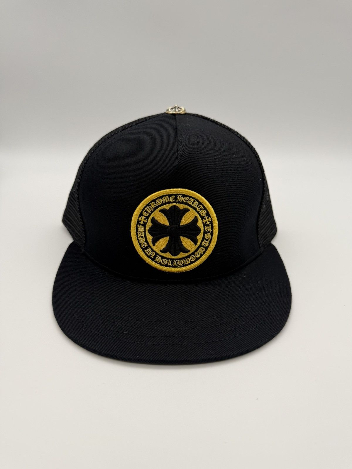 Chrome Hearts Chrome Hearts Seal Cross Plus Patch Black Trucker Hat ...