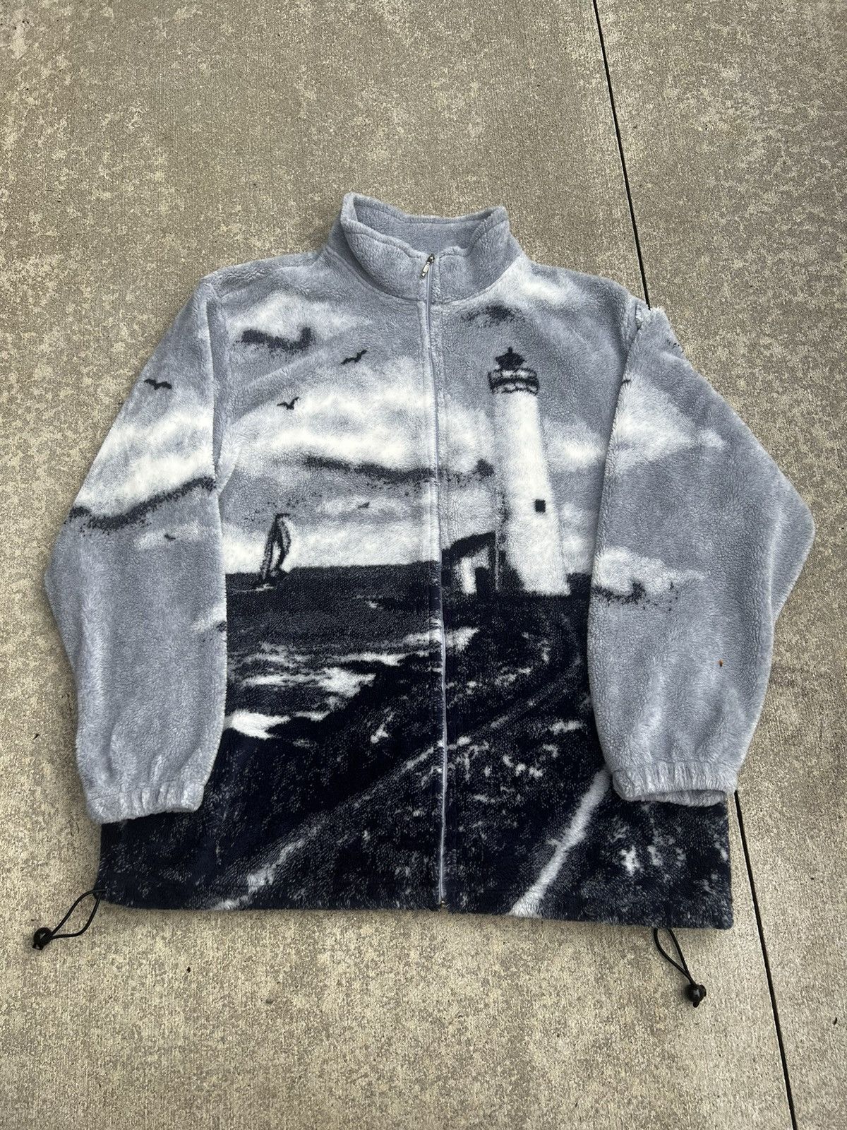 Art × Streetwear × Vintage crazy vintage lighthouse full-print fleece ...