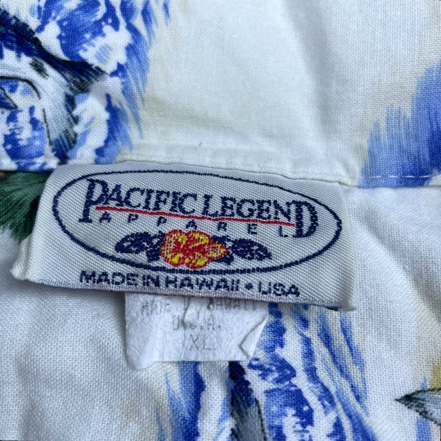 Vintage PACIFIC LEGEND Mens XL Extra Large Blue Multi Hawaiian Marlin ...
