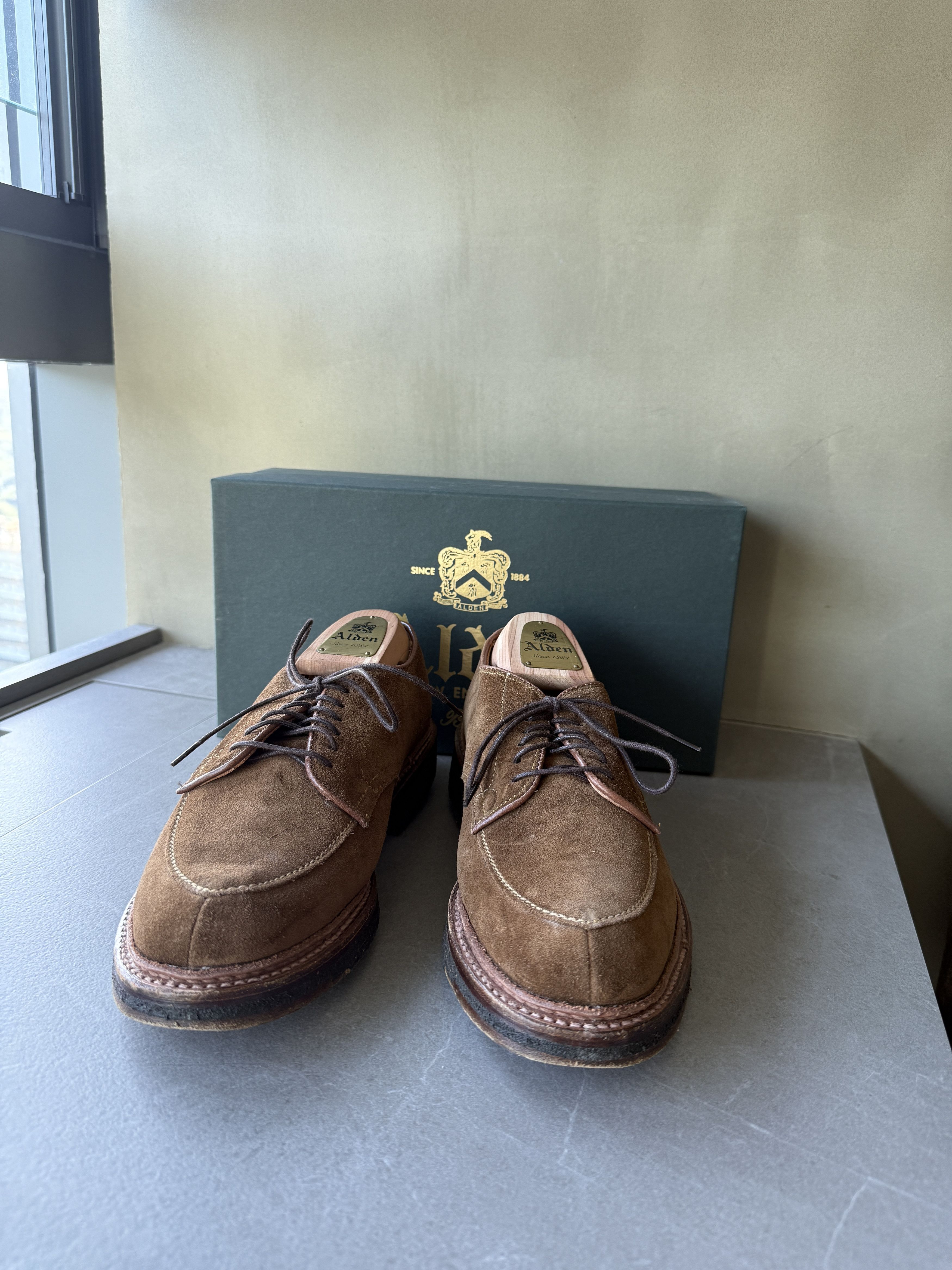 Alden Alden USA MTO Snuff Suede V Top Crepe Sole Shoes Barrie Last ...