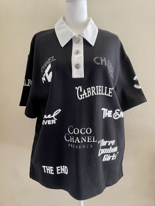 Chanel CHANEL CC No.5 Signature Logo Short Sleeve Boxy Polo Black | Grailed