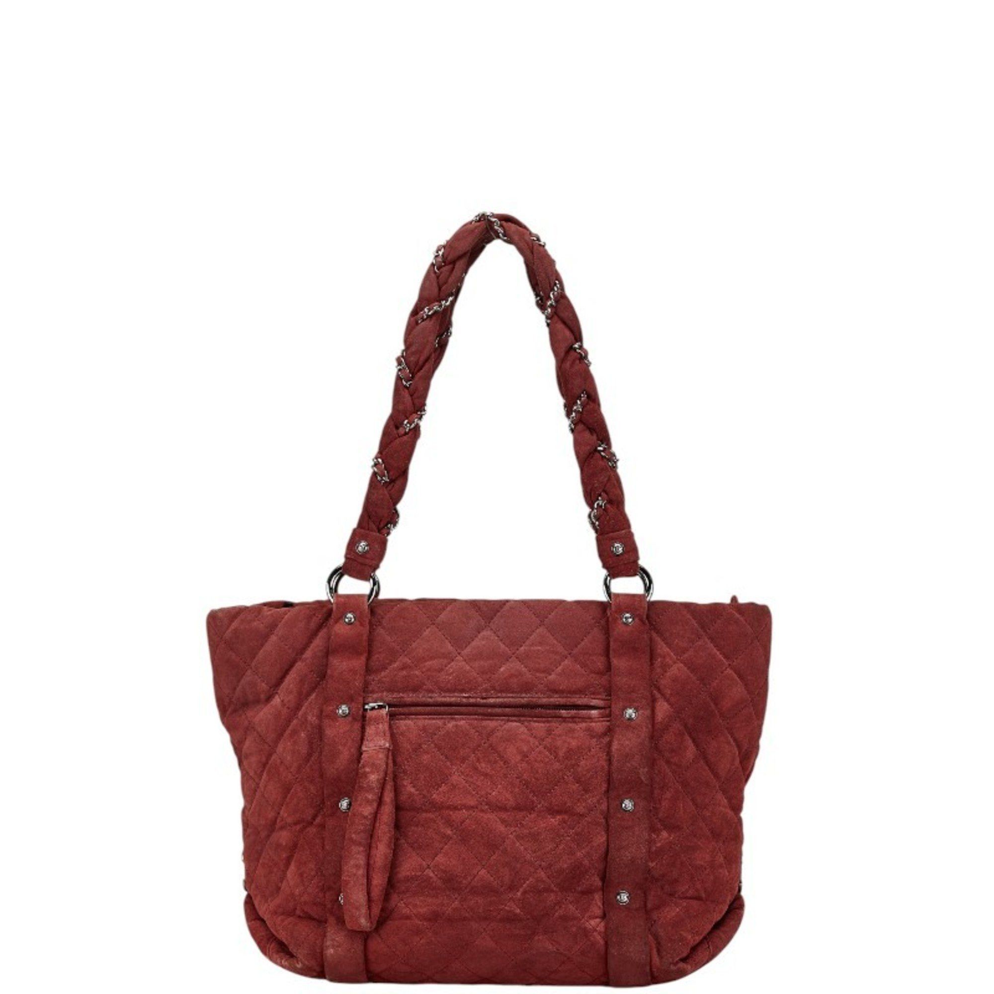 Chanel CHANEL Matelasse Coco Mark Tote Bag Wine Red Suede Women's | Grailed