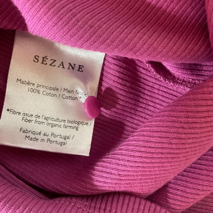 Sezane NWT Sézane FELIX JUMPER Pink cotton turtleneck long sleeve t ...