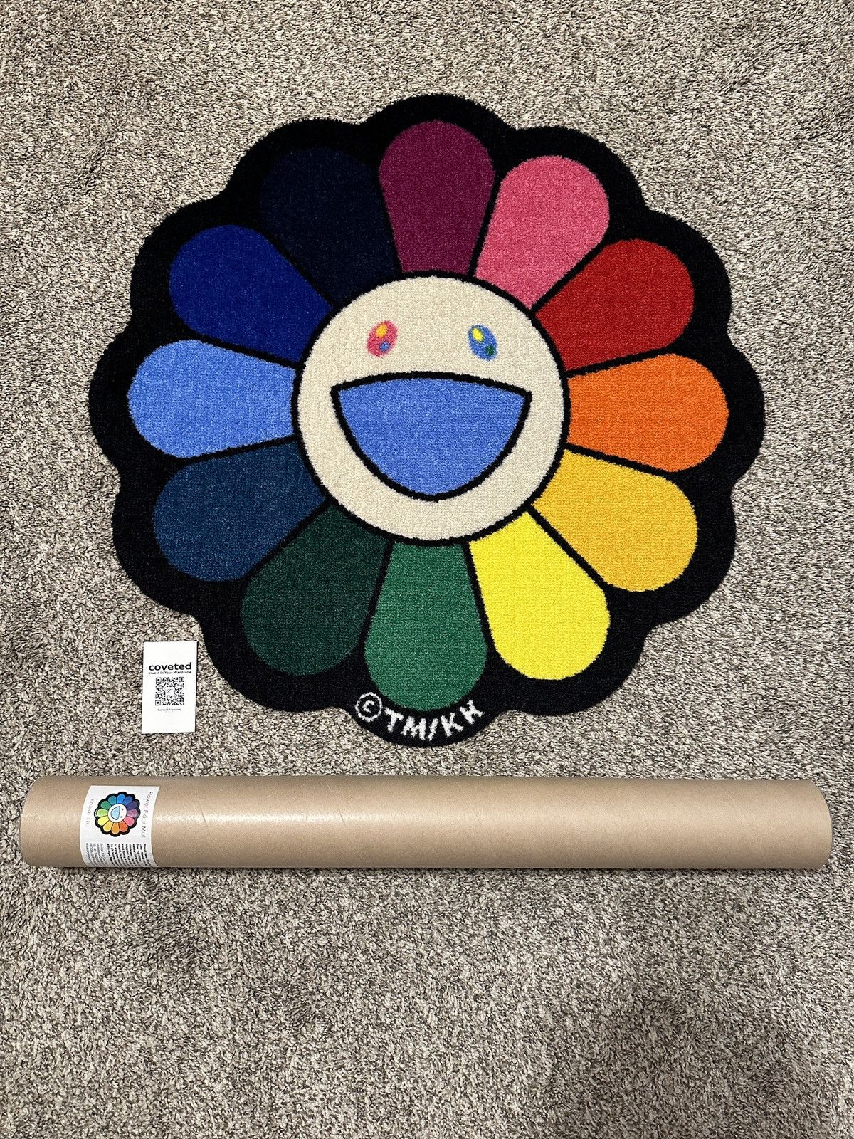 Takashi Murakami Murakami Rainbow Flower Floor Mat Rug Beige | Grailed