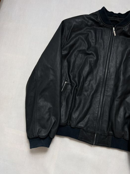 Adidas Leather Jacket Adidas vintage 2002 black logo rare | Grailed