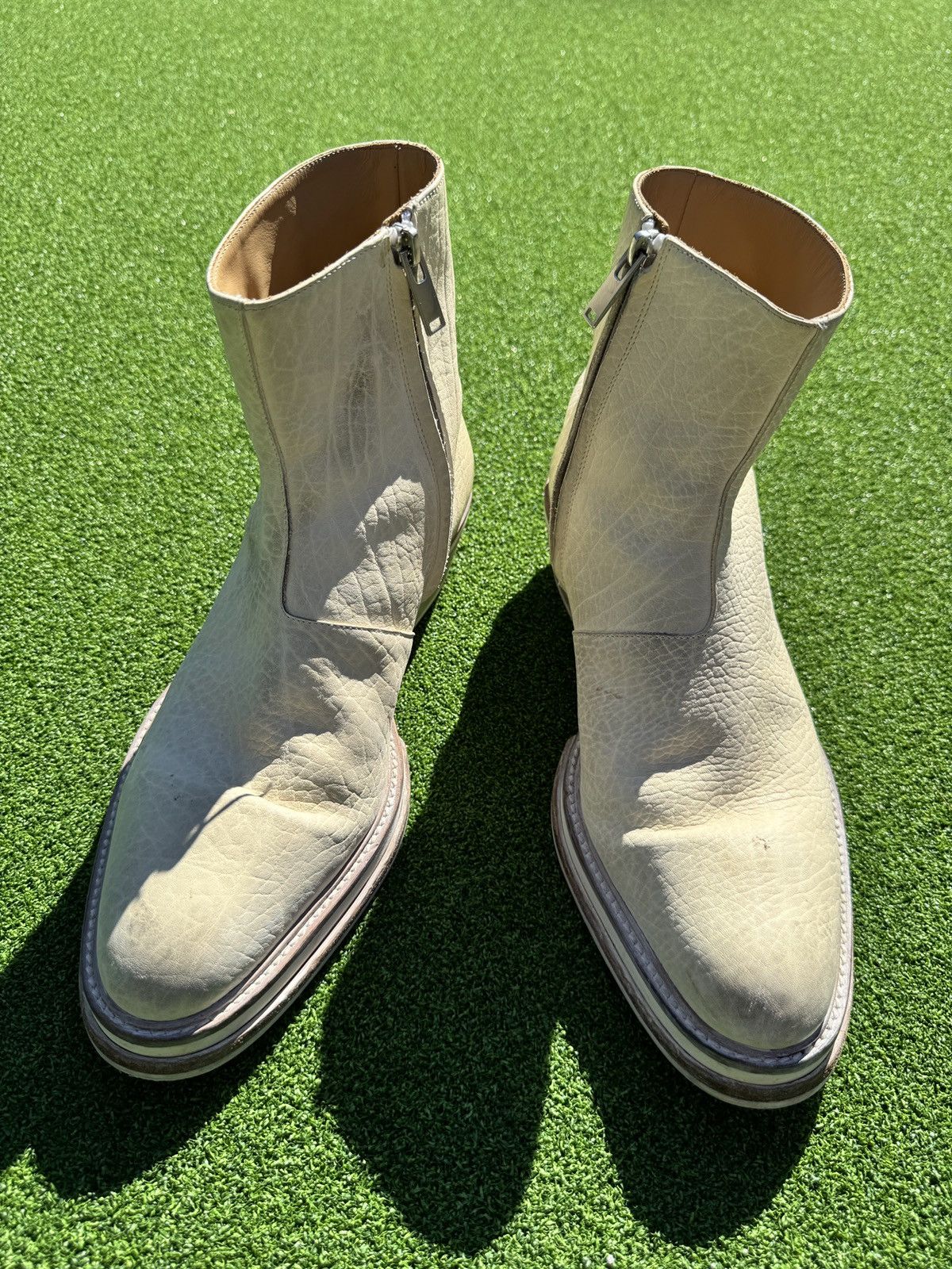 424 424 White Leather Cowboy Boots | Grailed