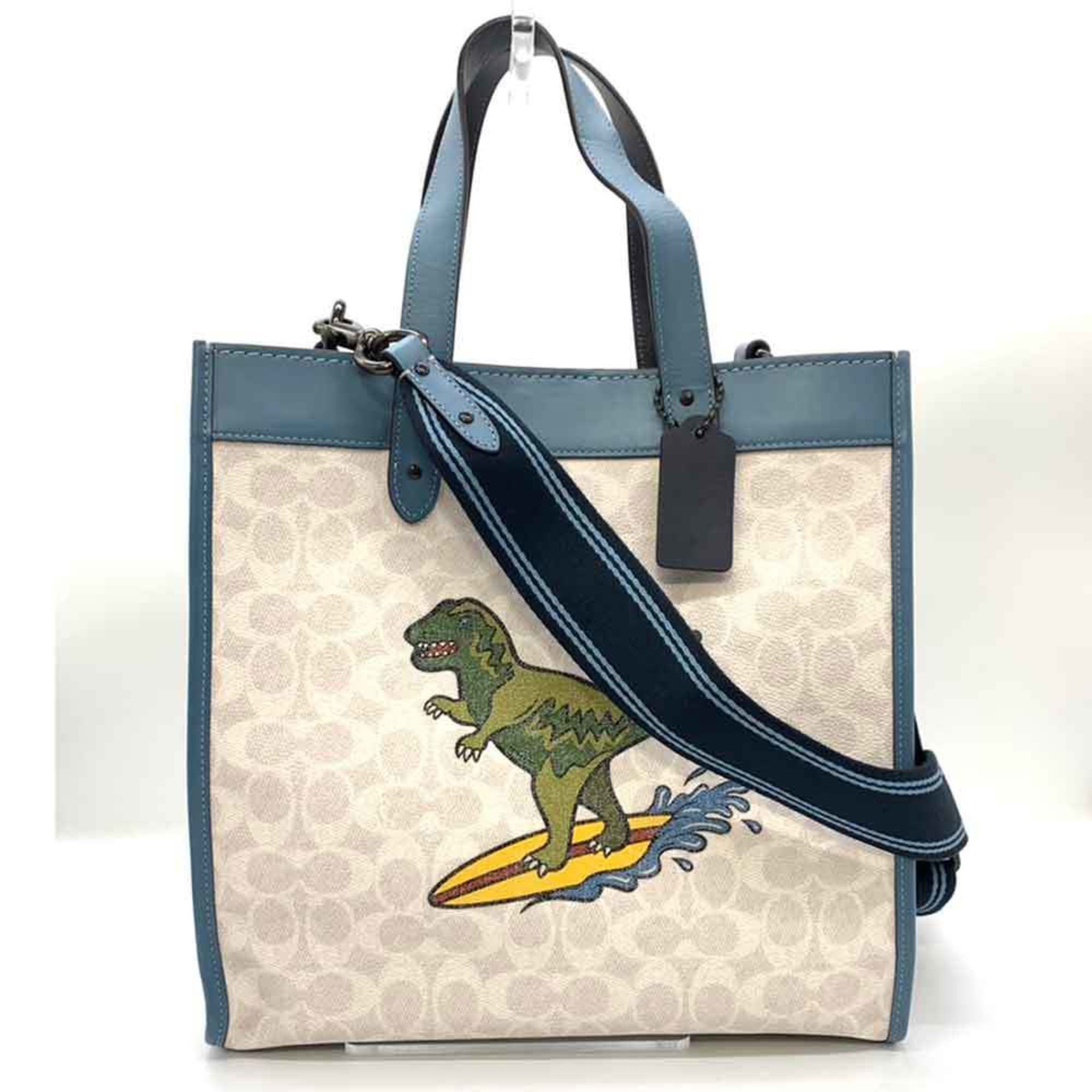 Coach Coach Bag Lexi Play Tote Ivory x Blue White Handbag Shoulder ...