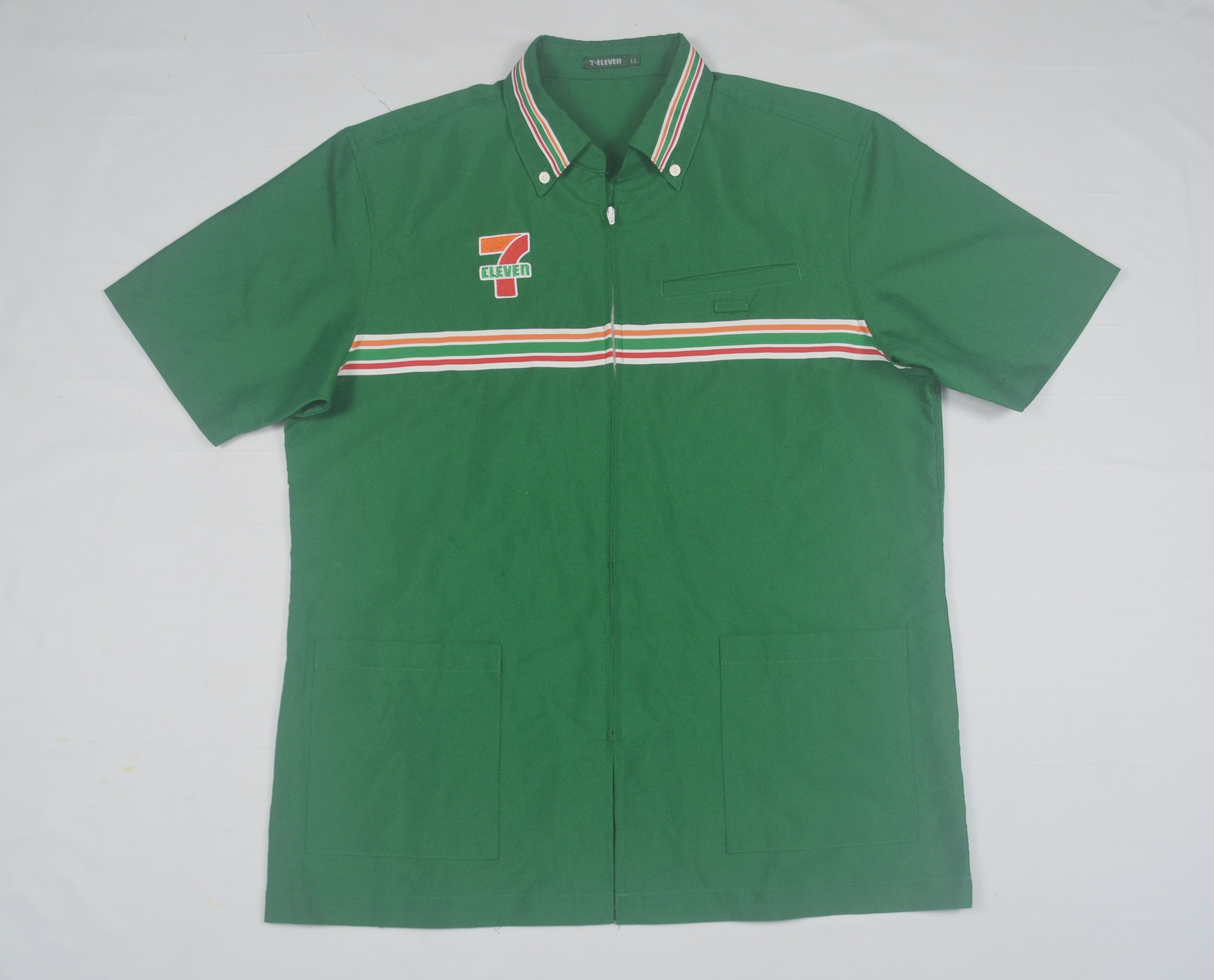 Streetwear × Vintage 90s 7-Eleven Shirt Uniform Sort Sleeve Zip Up ...