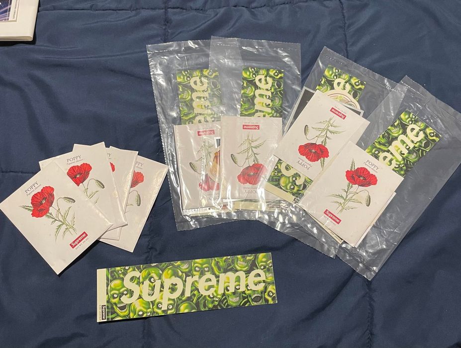 Supreme Supreme Skull Pile Box Logo Stickers Pack and Poppy Seeds | Grailed