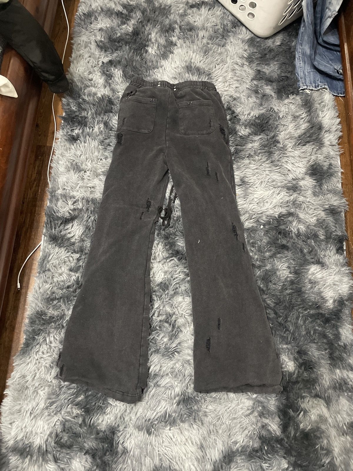 Streetwear Distressed Flared Long Sweatpants | Grailed