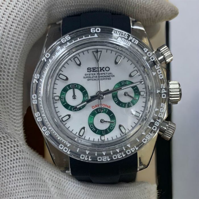 Seiko Seiko Mod Daytona Panda Dial Transparent Luxury Watch | Grailed