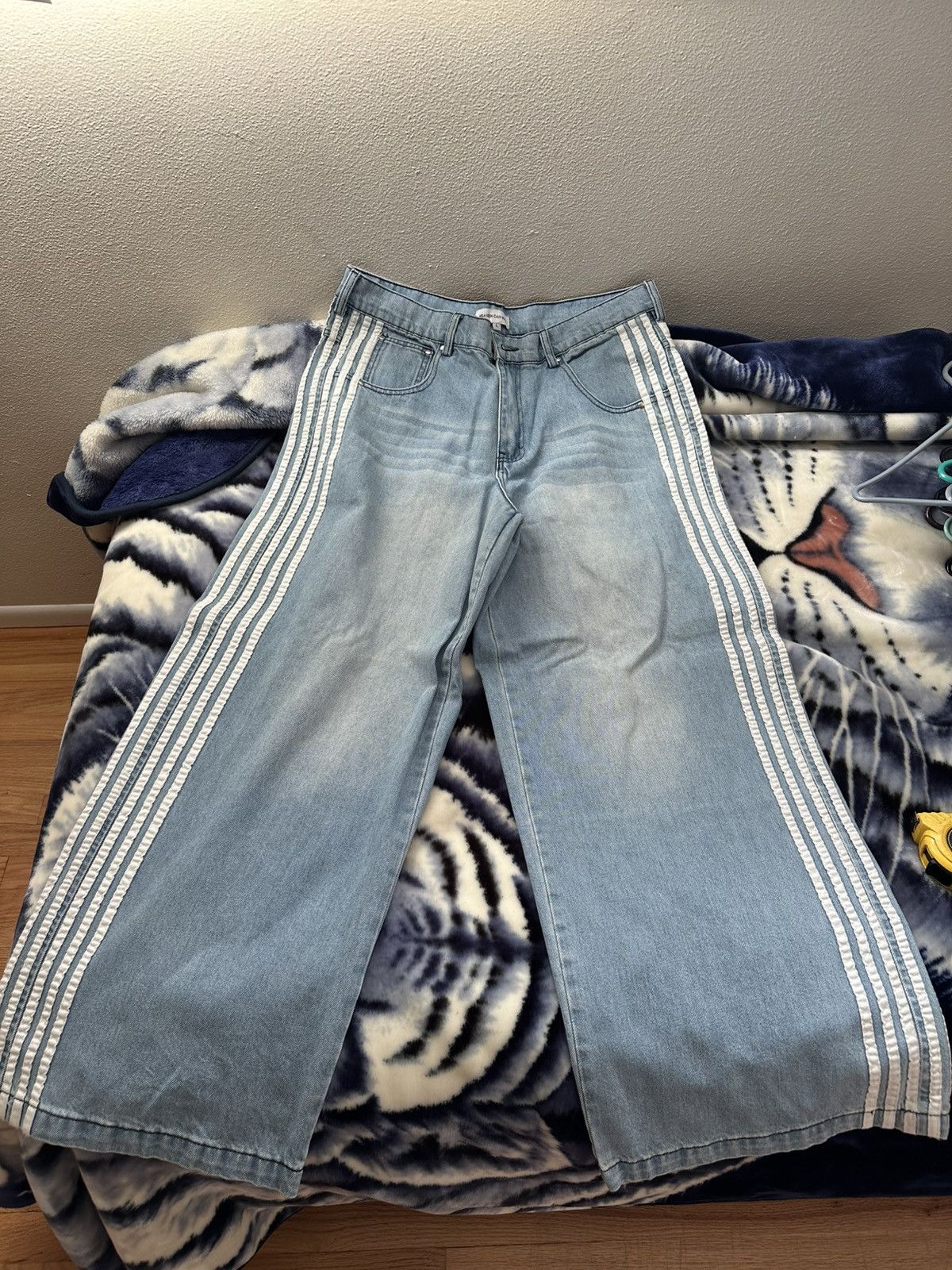 Adidas × Balenciaga Heaven can wait stripped denim | Grailed