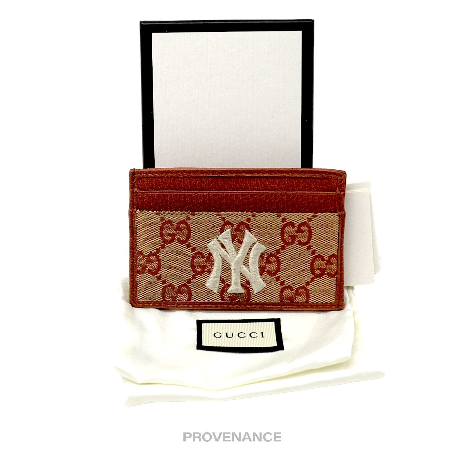 Gucci 🔴 Gucci x NY Yankees Card Holder Wallet - GG Canvas Brown | Grailed
