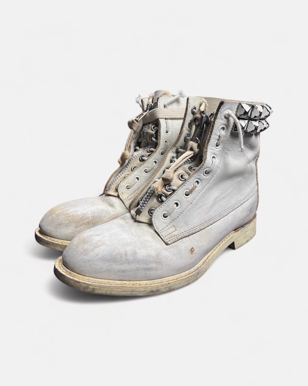 Undercover Undercover - SS06 Studded White Paint Boots | Grailed