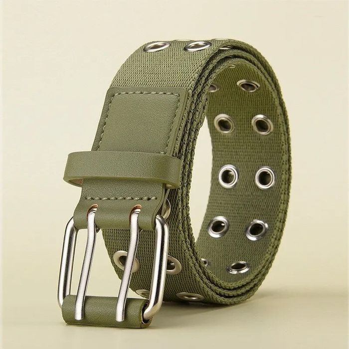 Custom Canvas Belt Double Row Pin Buckle Belt | Grailed