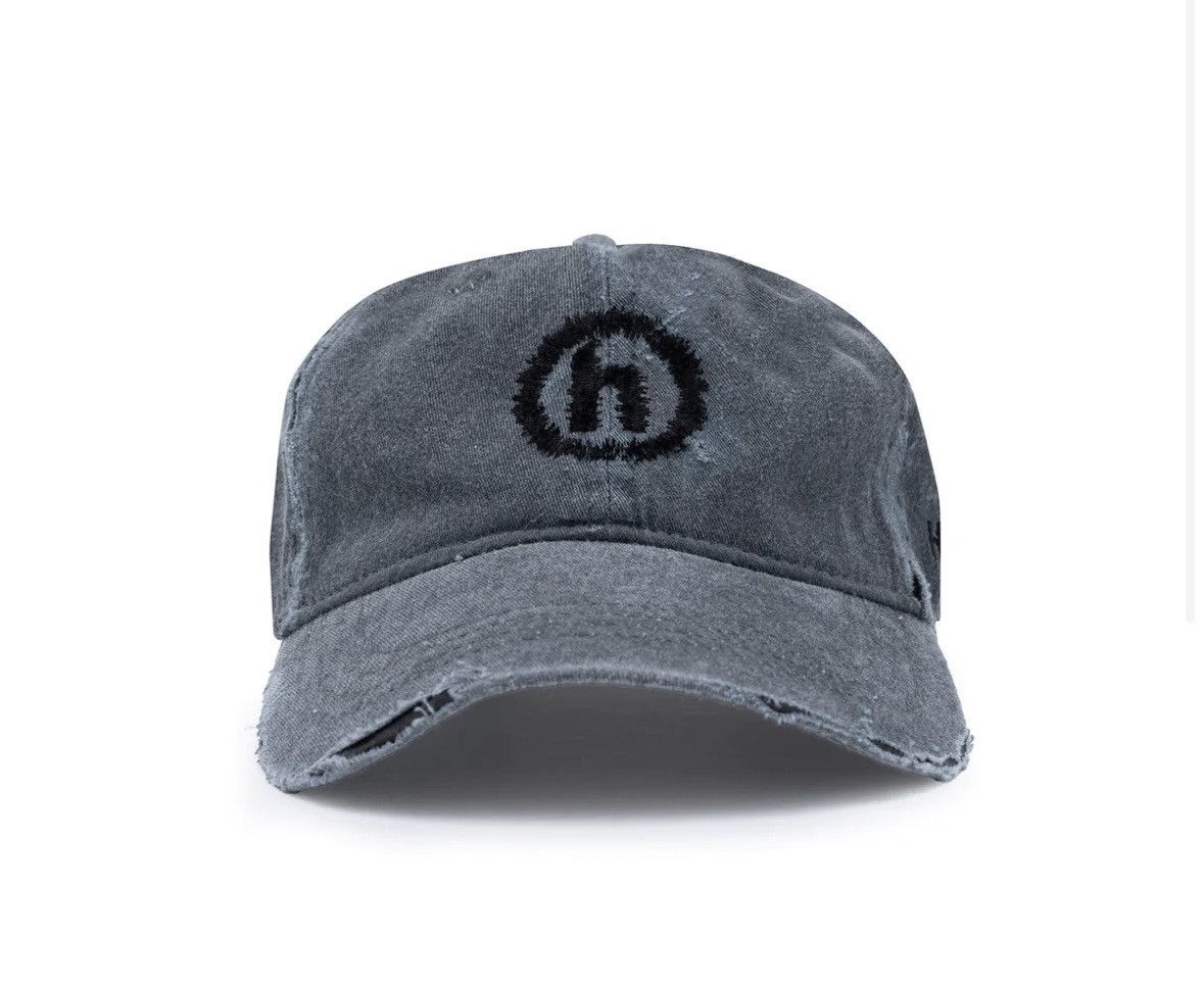 HIDDEN HIDDEN NY Destroyed Dad Hat Pixelated H Logo Charcoal | Grailed