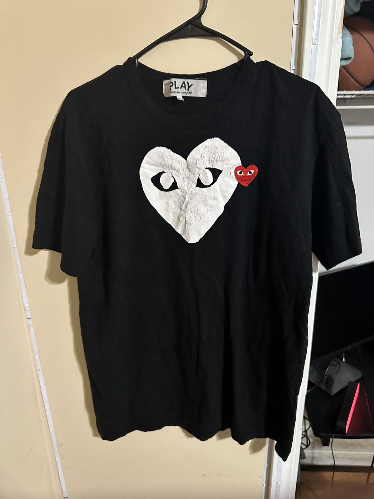 Comme Des Garcons Play Commes Des Garçon Black big double heart T-Shirt ...