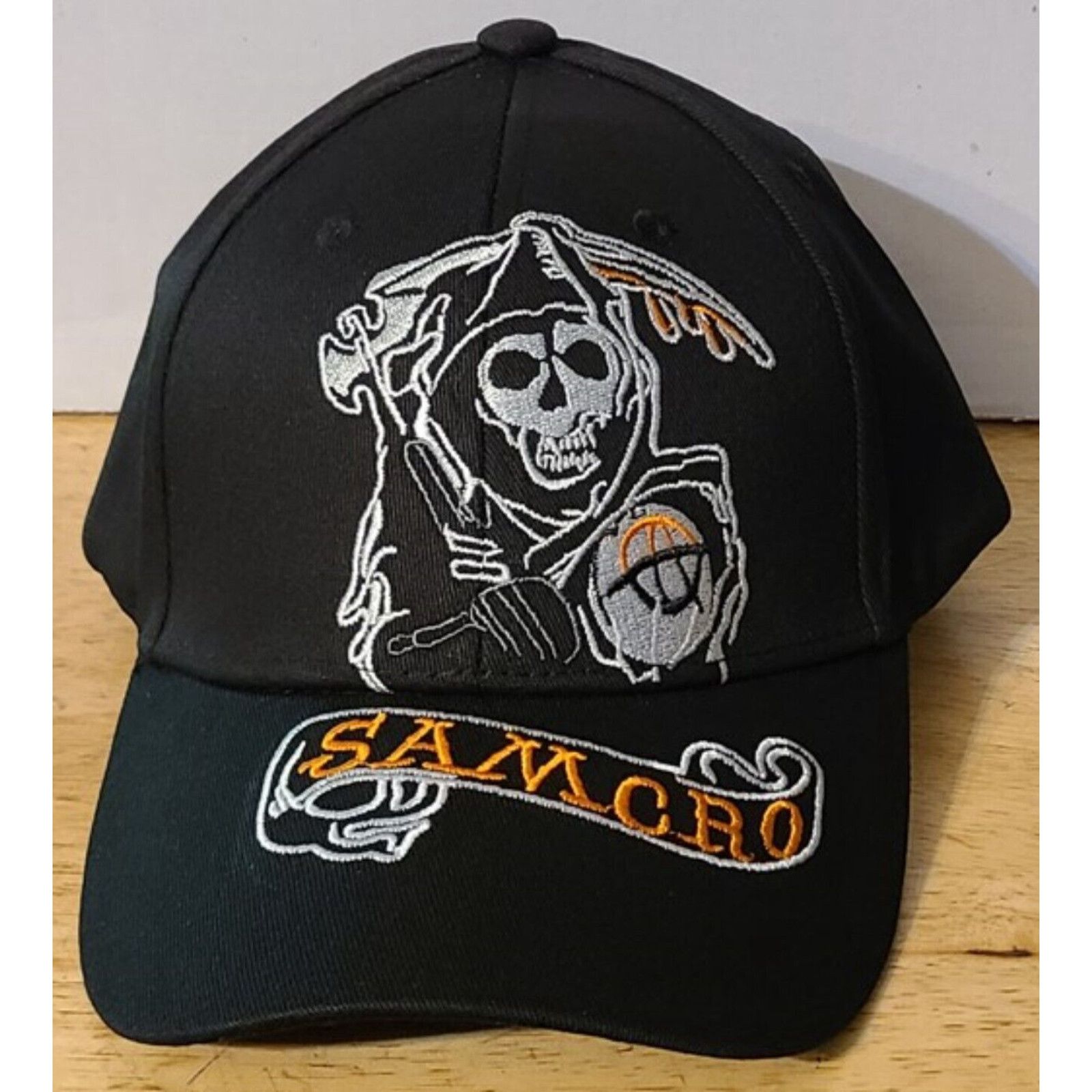 Vintage SAMCRO SONS OF ANARCHY GRIM REAPER BIKER ADJUSTABLE BASEBALL ...