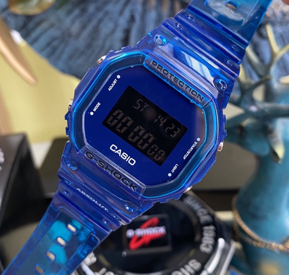G Shock Casio G-Shock Transparent Blue Resin Strap Watch DW-5600SB-2 ...