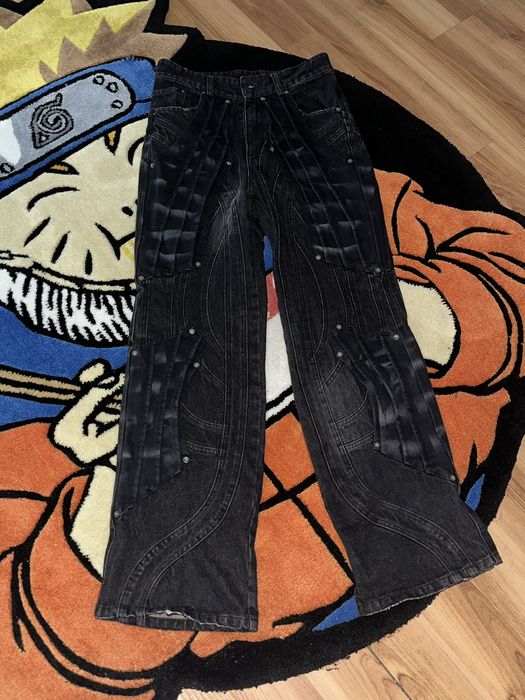 Bad Son Black Circuit Layered Denim Pants | Grailed