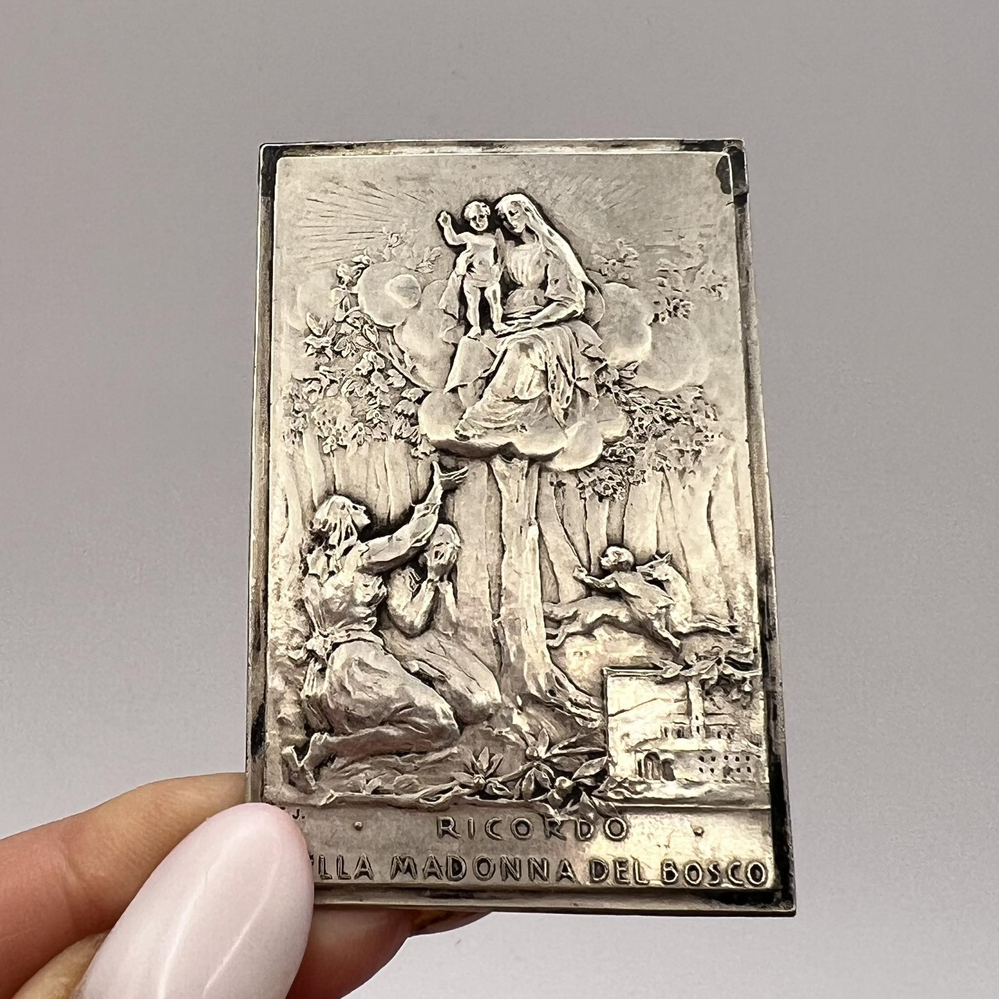 Vintage Antique Silver 800 Plaque Icon Holy Mary Jesus Italy Marked ...