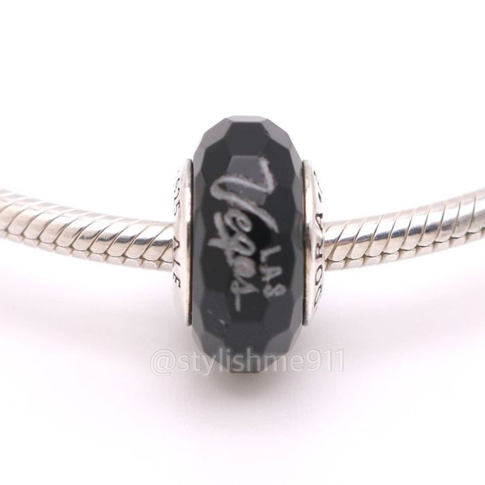 pandora RARE Authentic PANDORA Las Vegas Black Faceted Murano Glass ...
