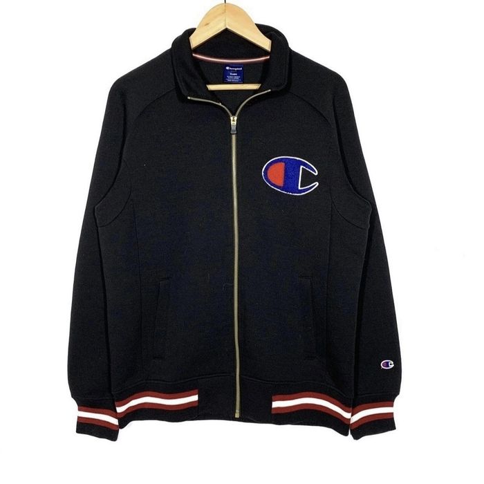 Champion champion bomber jacket big logo embroidered full zipper | Grailed