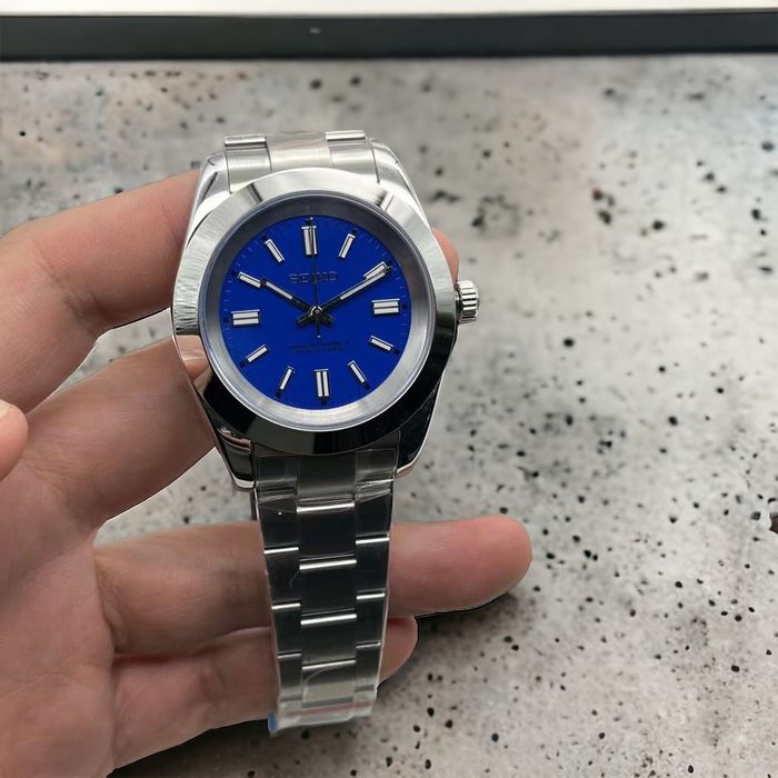 Seiko Seiko Mod Oyster Perpetual Navy Smooth Bezel Steel Watch | Grailed