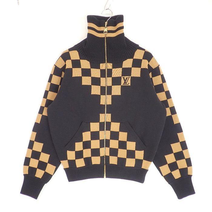 Louis Vuitton Louis Vuitton Checkerboard Cashmere Blend Knit Jacket ...
