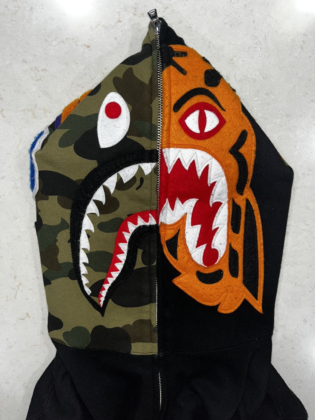 Bape (PRICE FIRM) 1st Camo Tiger Shark Half Full Zip Hoodie | Grailed