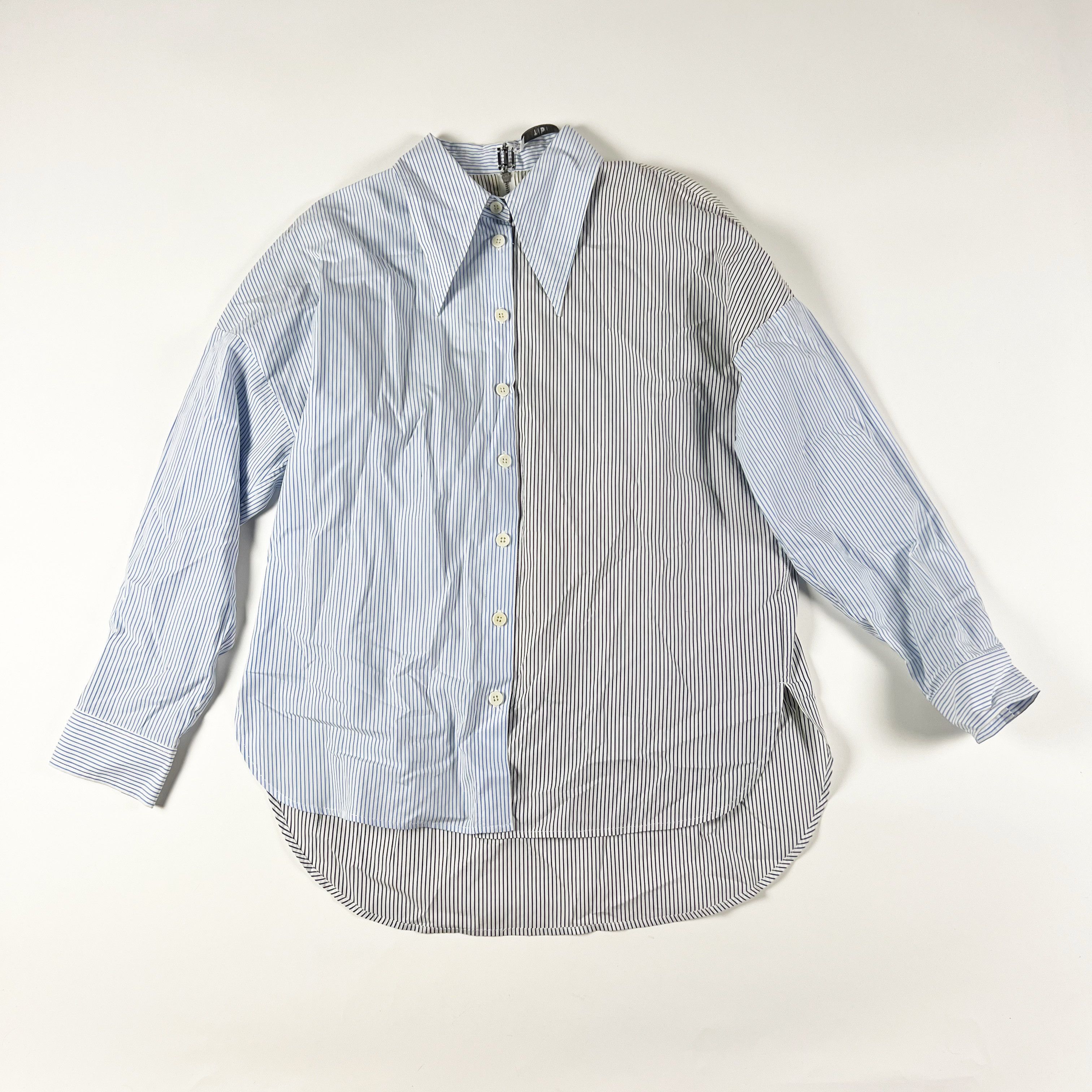 Tibi Tibi Cotton Poplin Blue White Striped Collared Long | Grailed