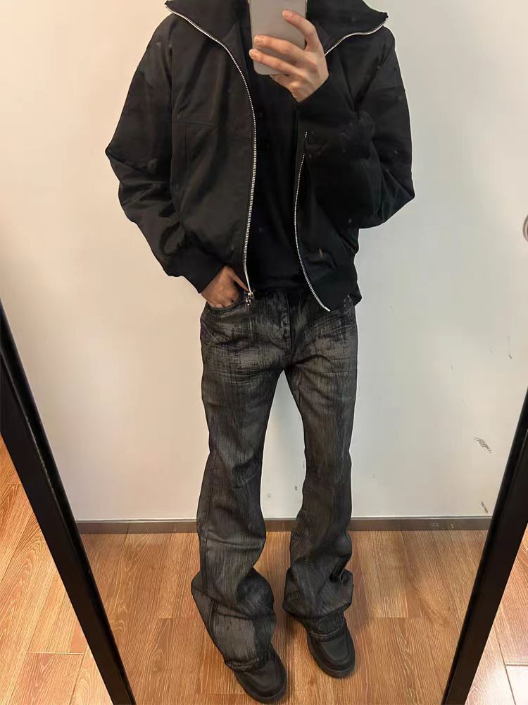 Japanese Brand Heavyweight washed and waxed micro flare jeans | Grailed