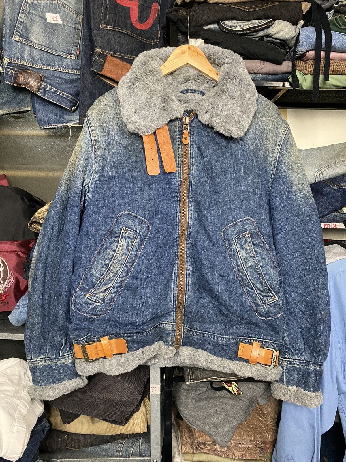 Military rare Avirex spec no 66-7550 denim flight jacket | Grailed