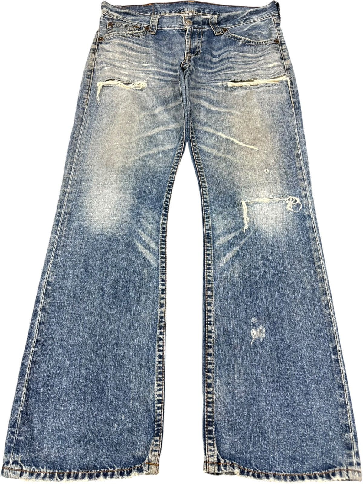 Levi's Vintage 90s Levis 507 Blue Wash Distressed Flare Jeans | Grailed
