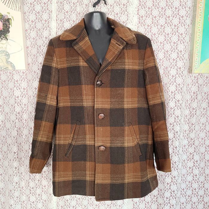 Pendleton Vintage 70s Pendleton brown Plaid wool coat size large | Grailed